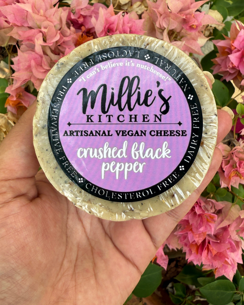 Crushed Black Pepper Cheese Wheel – Millie's Vegan Cheese